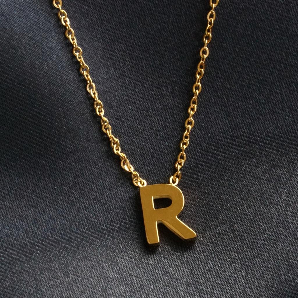 HB Jewelry LETTER R Gold Plated Letter R Pendant Chain Necklace Fashion ...