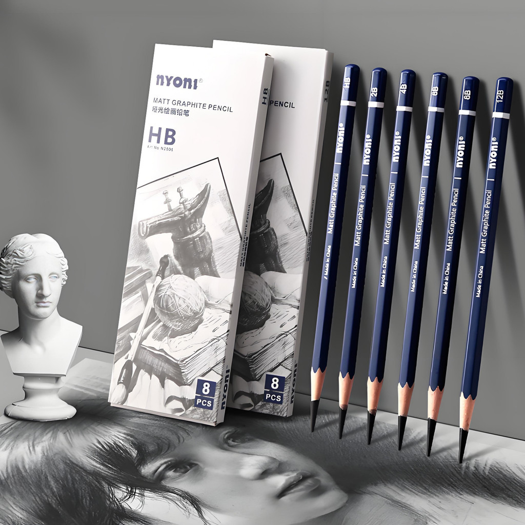 Matte Sketch Pencil HB 2B 4B 6B 8B 12B Artist Students Matt Graphite ...