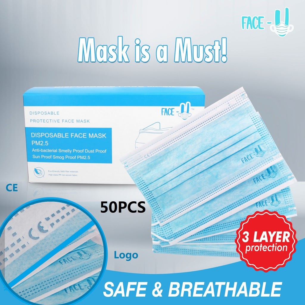FACEU Original (Blue) 3ply Surgical Mask Japan Technology PM2.5 ...