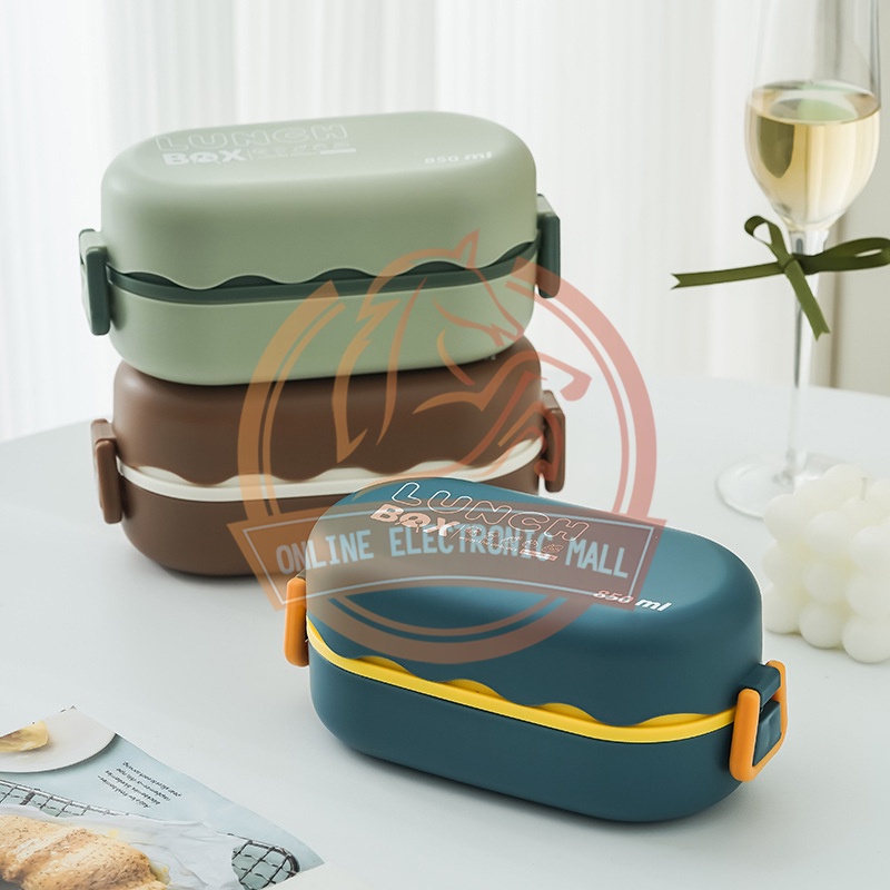BZ 850ML Leak-Proof Double-Layer Japanese Style Lunch Box with Cutlery ...