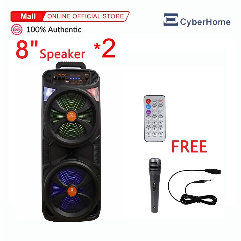CyberHome 8inch *2 CH-8802 Wireless Bluetooth Speaker With MIC LED ...