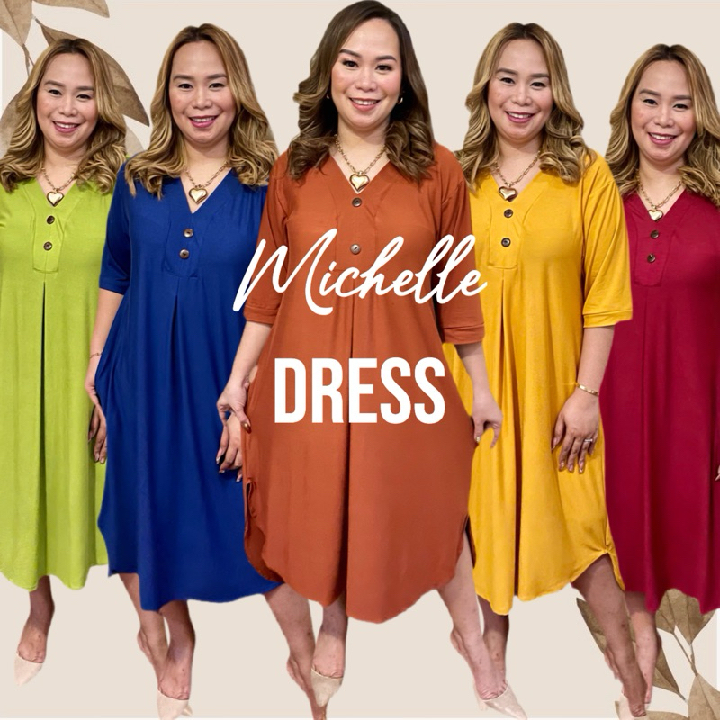 MICHELLE PLUS SIZE 3/4 LONG BACK DRESS W/ POCKETS & BUTTONS (UP TO 3XL ...