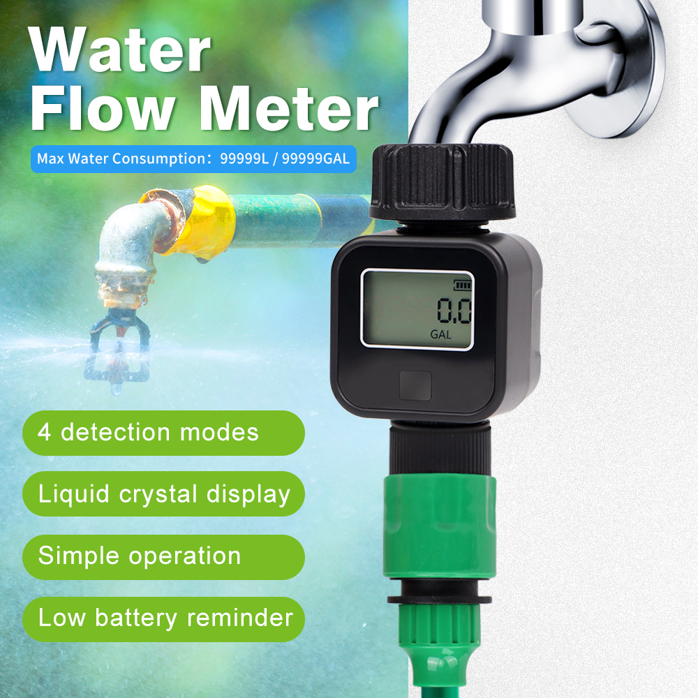 Digital Water Flow Meter with 4 Traffic Modes, IPX5 Irrigation Water ...