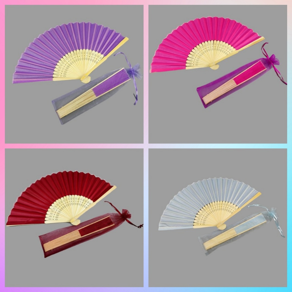 5PCS SET Hand-Held Fan Oriental Summer Dancing Bamboo Folding Fan ...