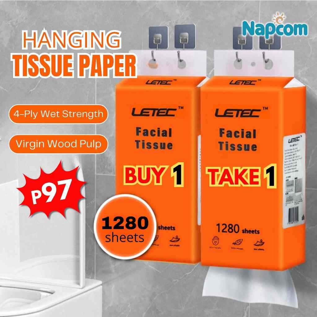Napcom Wall-Mounted Tissue Paper Large Size Soft And Smooth 1280 sheets ...