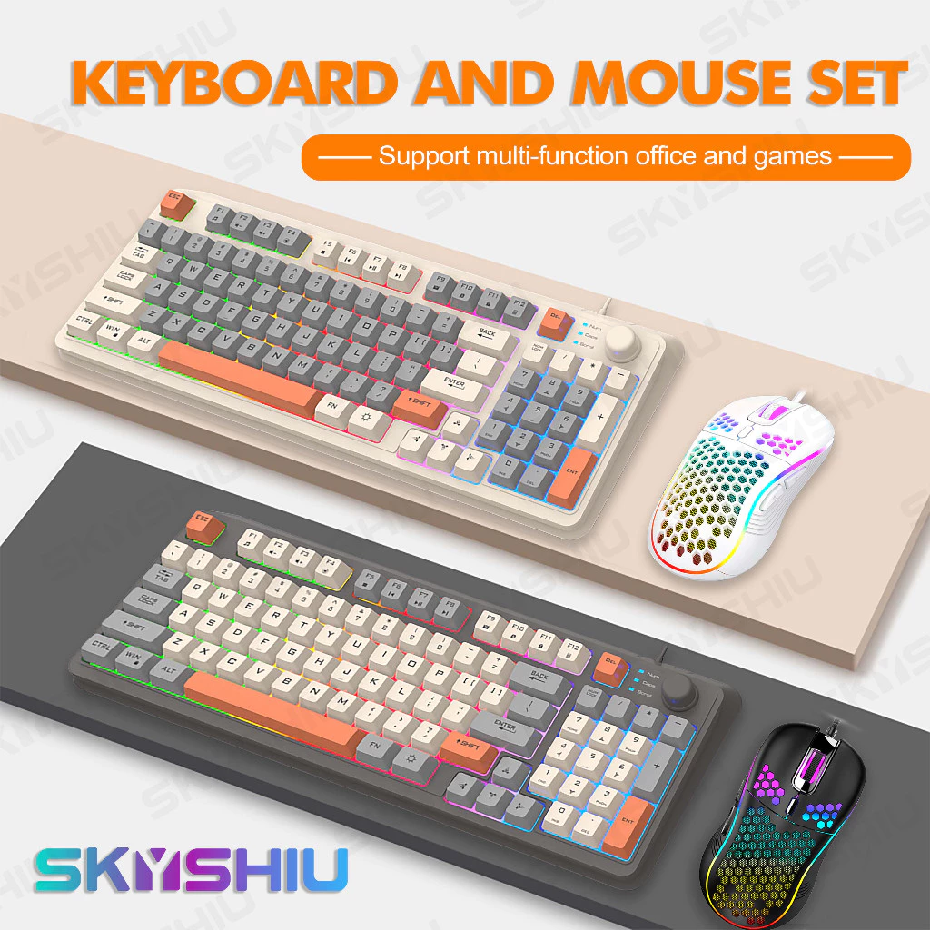 SKYSHIU wired backlit gaming keyboard 94 keys for gaming pc computer ...