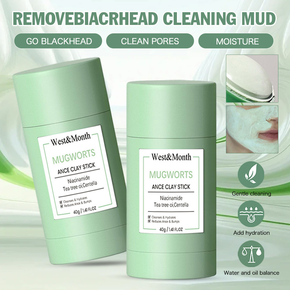 West Month Mugwort Acne Clay Mask Stick Anti Pores Acne Clay Mask 40g ...