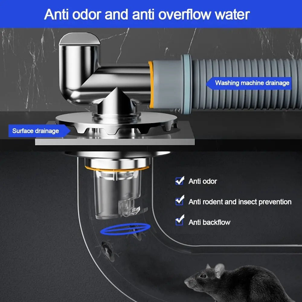 Washing machine drain pipe floor drain Two-in-One floor drain connector ...