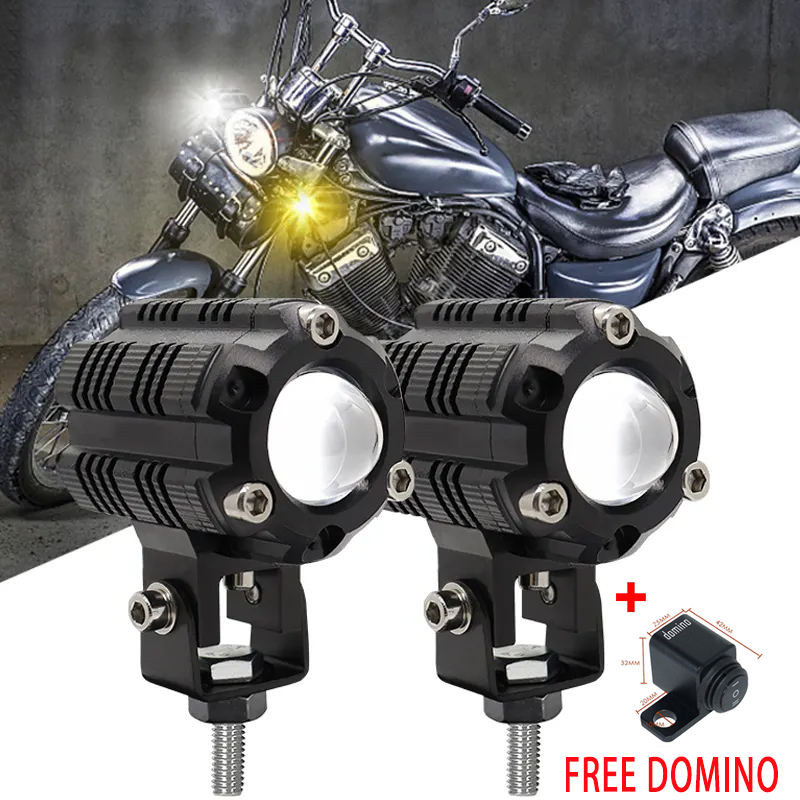 2pcs Motorcycle Mini Driving Lights V6 White and Yellow LED 12V High/low White+yellow Spotlight ...