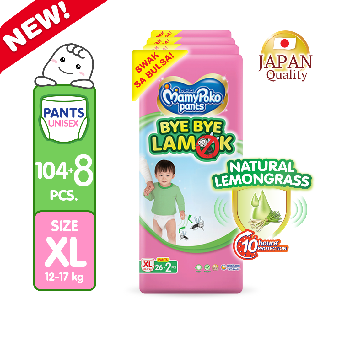 [MEGA BOX] Mamypoko Bye Bye Lamok Disposable Pants Diaper - Xtra Large ...