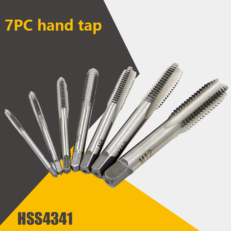 7PCS M3-M12 Hand Tap Square Handle Straight Groove Thread Tapping ...