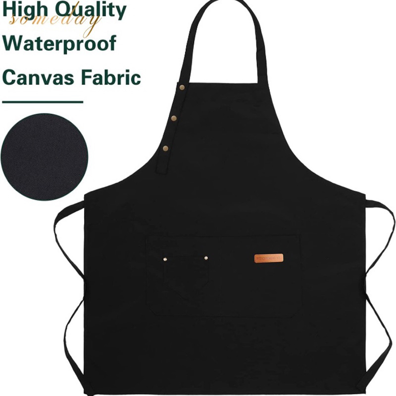 Fashion Canvas Waterproof Apron Coffee Shop Barber Working Bib Kitchen ...