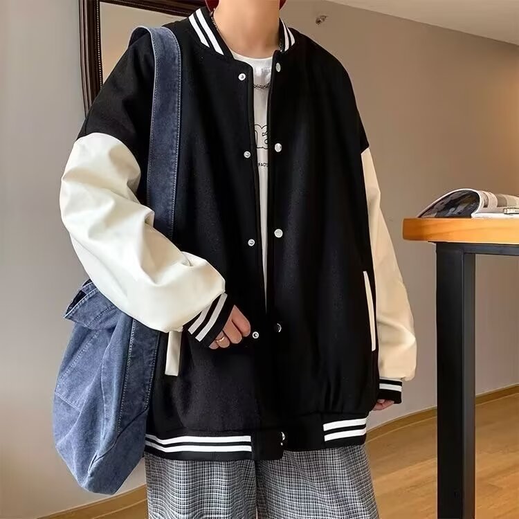 Men's Baseball Jacket - Korean Loose Fit Spring Autumn Coat | Shopee ...