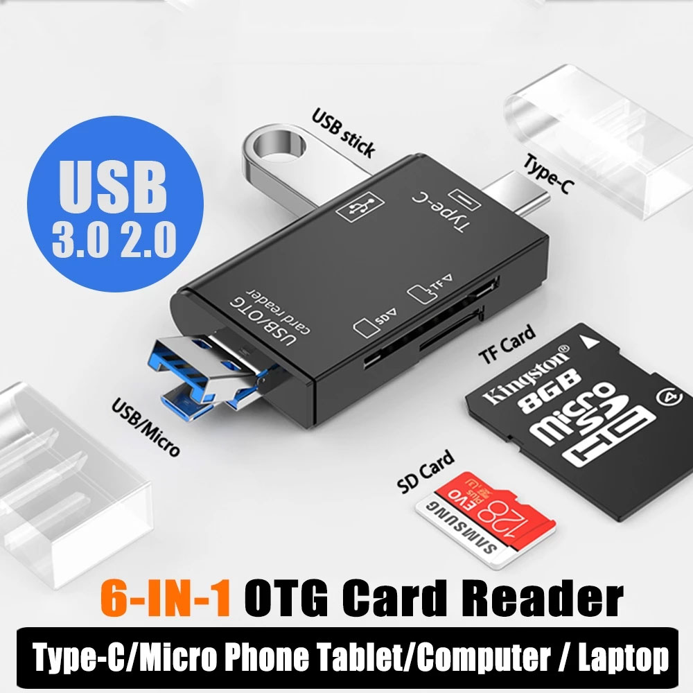 6 In 1 OTG Card Reader USB 3.0 Micro Type C To Micro SD TF Adapter ...