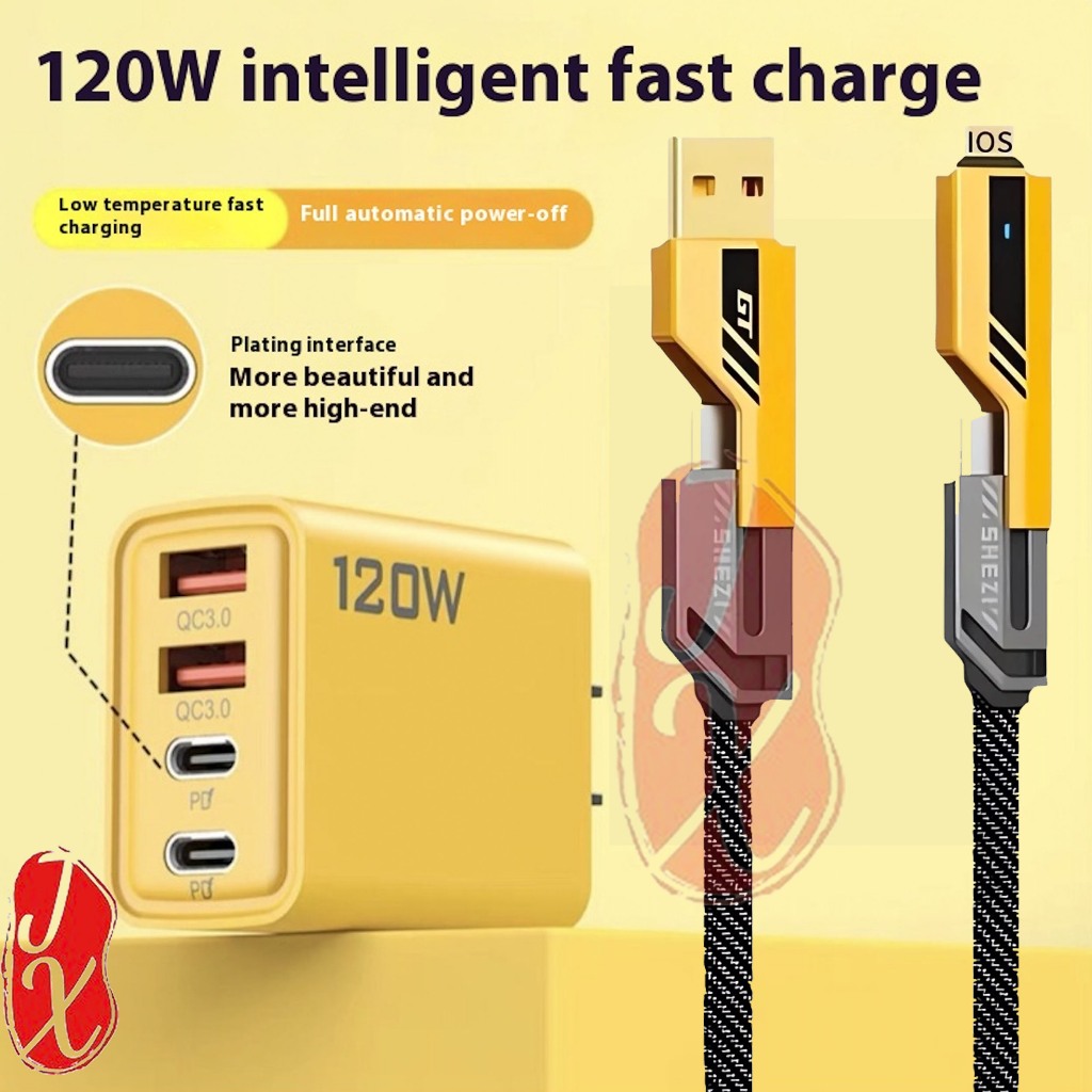 120W Fast Charger 2C+2USB Adapter QC 3.0 PD USB Type-C Quick Charging ...