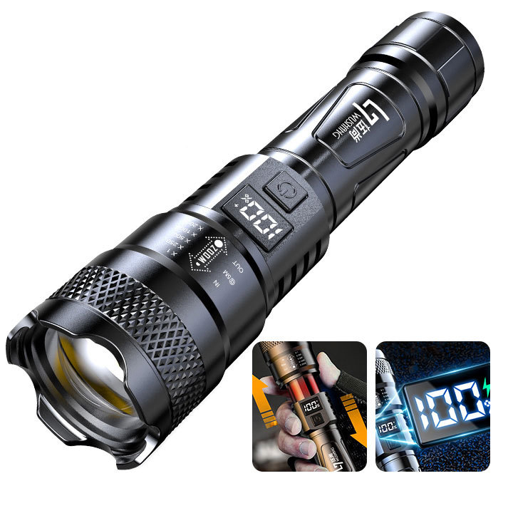 1PC Digital Electric Display Flashlight Strong Light Multi-Function ...