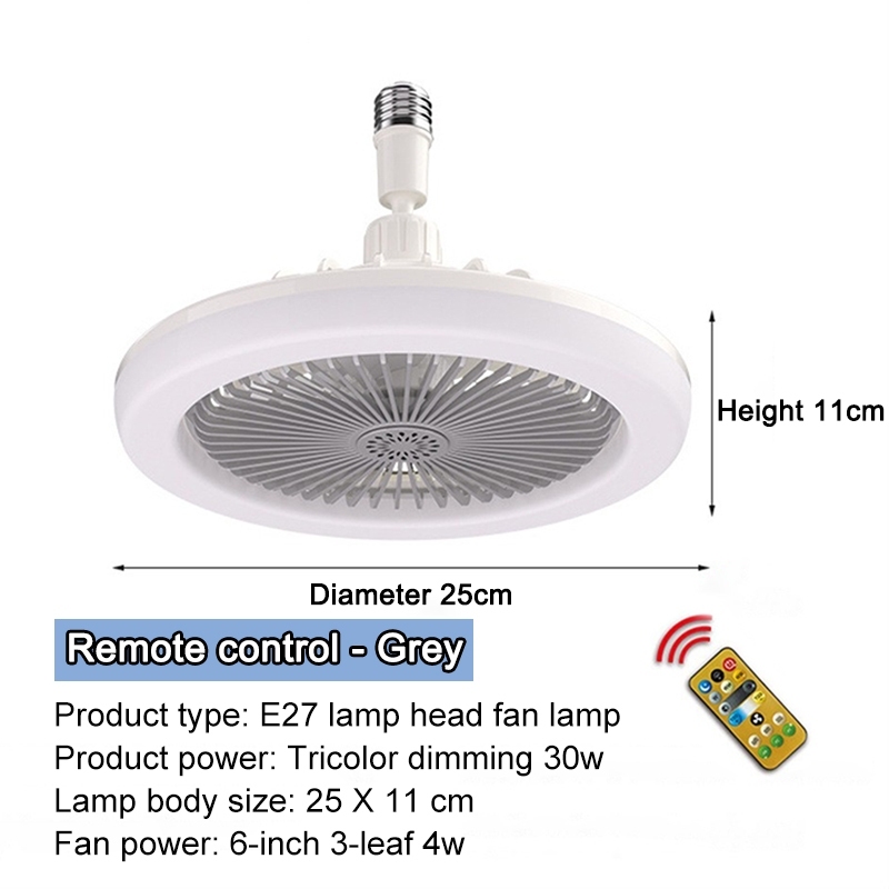 RONG RIVER 3Colors 30W Ceiling Fan with Light 360° Adjust Bulb Light ...
