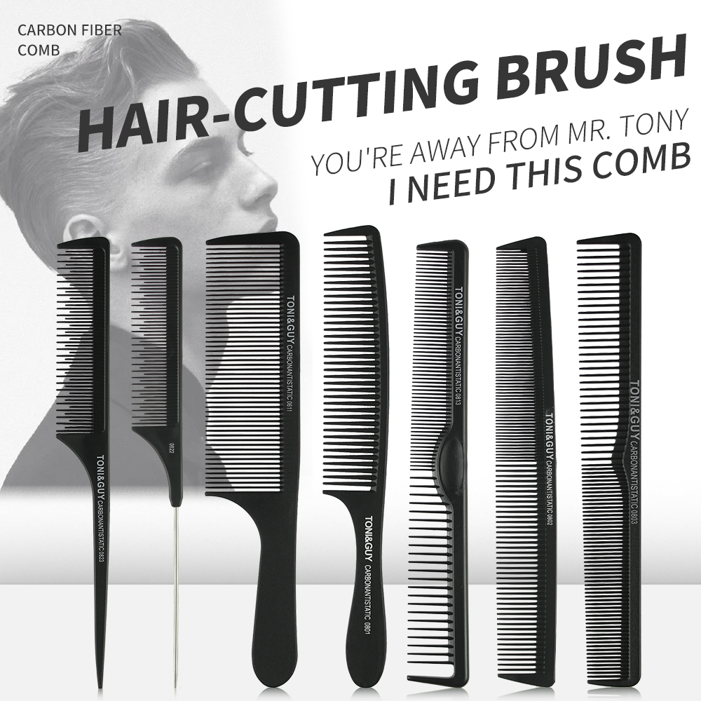 1PC Carbon Fiber Hair Comb - Professional Flat Top Hairstyling Tool for ...