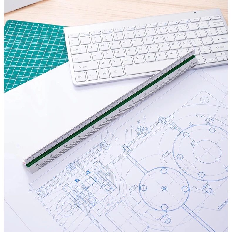 30cm Mitsubishi Multi-Purpose Triangular Scale Ruler - Versatile ...
