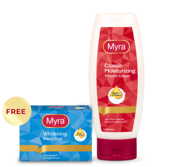 Myra Classic Moisturizing Lotion 200ml + Free Myra Whitening Beauty ...