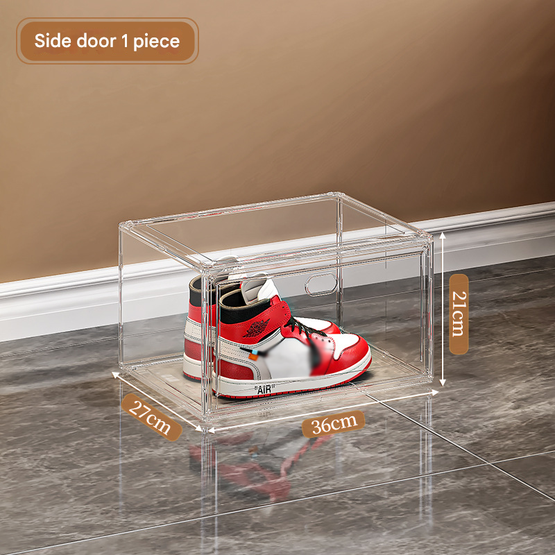 1 shoe box, hard box, magnetic side opening storage, transparent ...