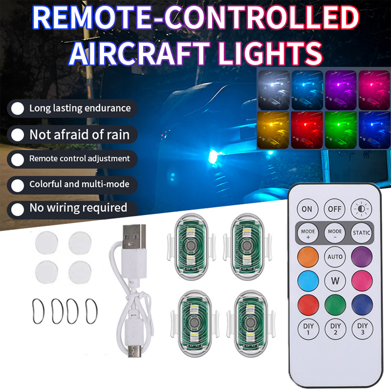 7 Color Remote RGB LED Strobe Light for Aircraft Motorcycle HD Wireless ...