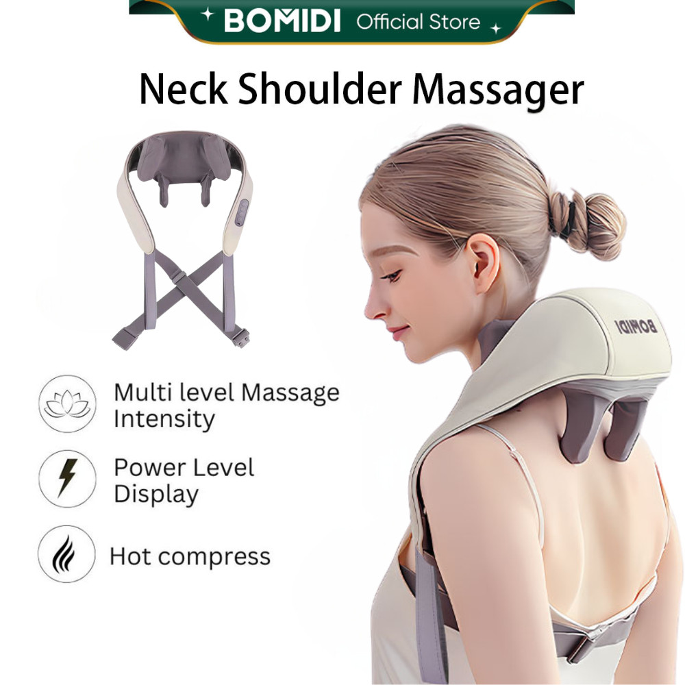 BOMIDI Neck Shoulder Massage Wireless Clamp Kneading Massage Hot Compress Neck Massage Muscle ...
