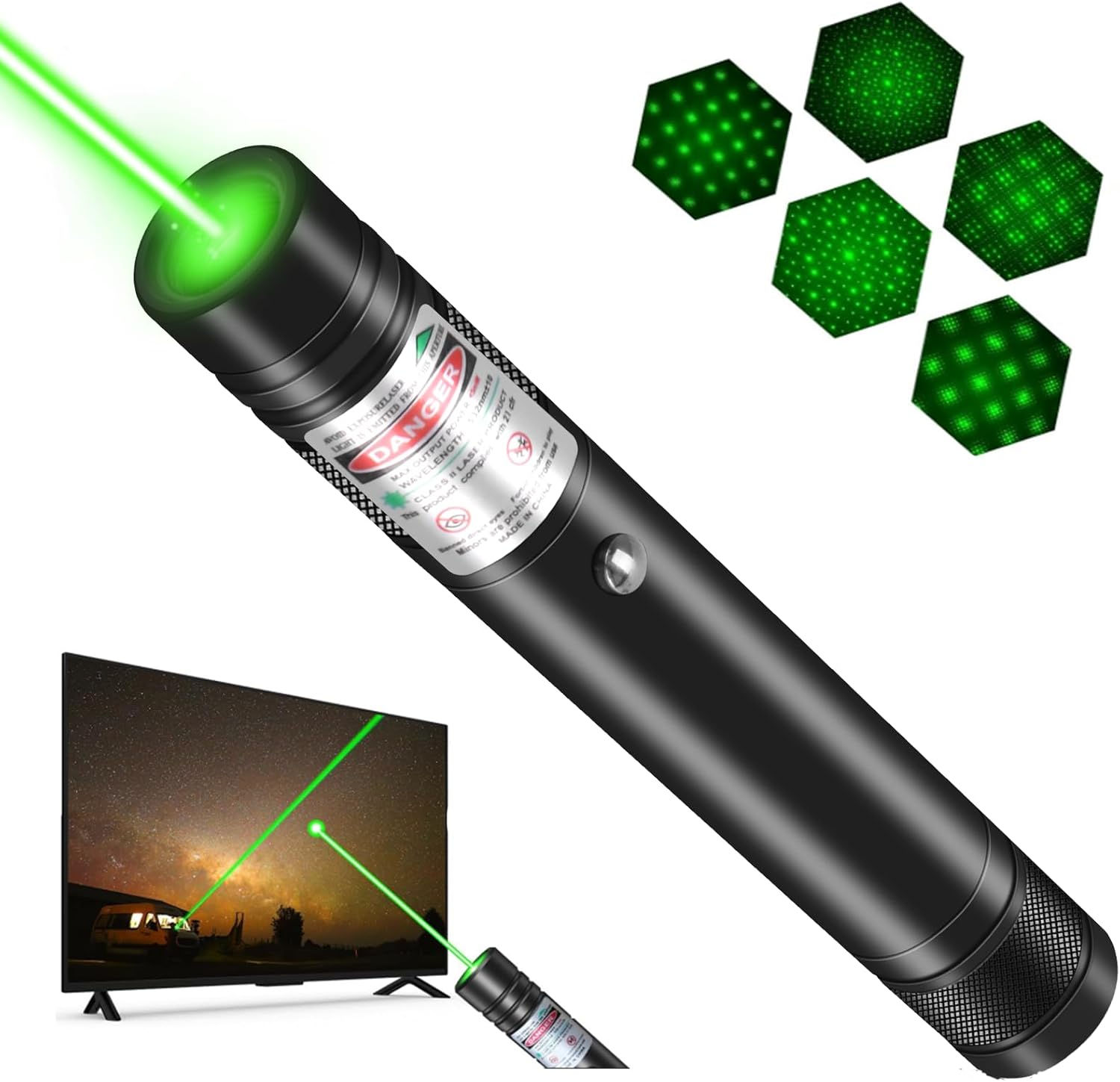 High power! USB rechargeable green laser pen with built-in battery, red ...
