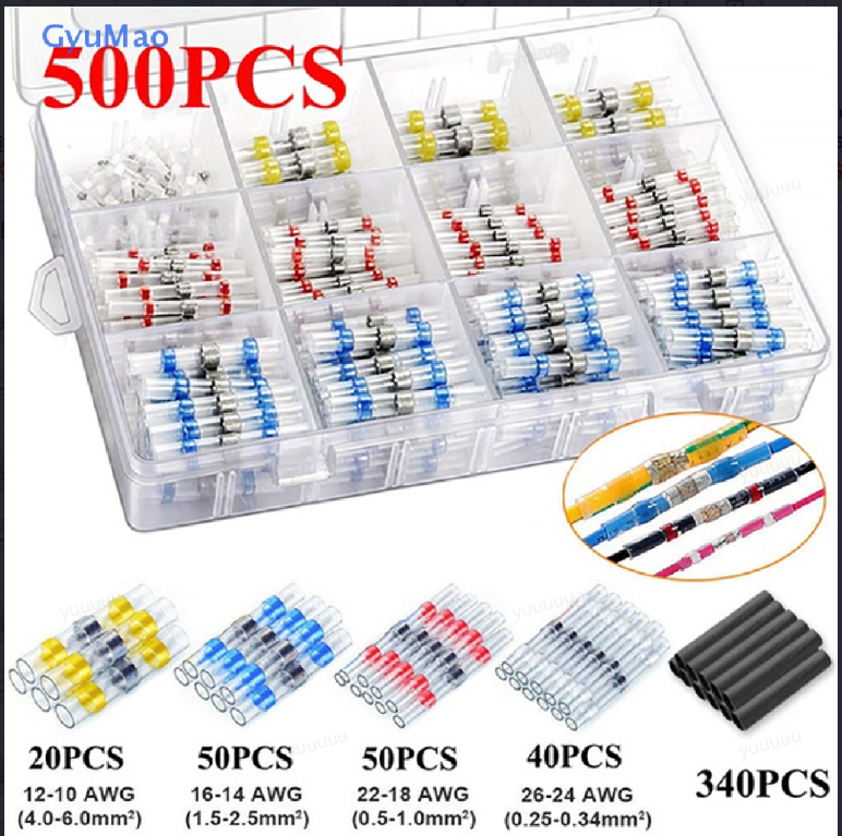 Multi Size Solder Seal Wire Connector Kit with Heat Shrink Butt ...