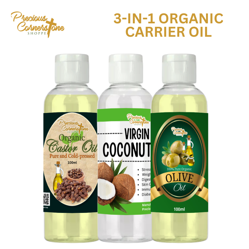 PCS 3 in 1 Organic Carrier Oil for Hair Growth Hair Loss (Castor Oil ...