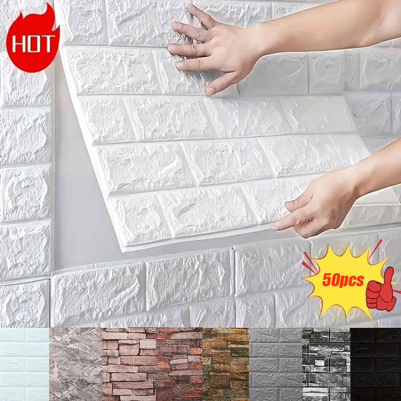 DIY Self-Adhesive 3D Brick Wall Stickers | Waterproof Wallpaper for ...