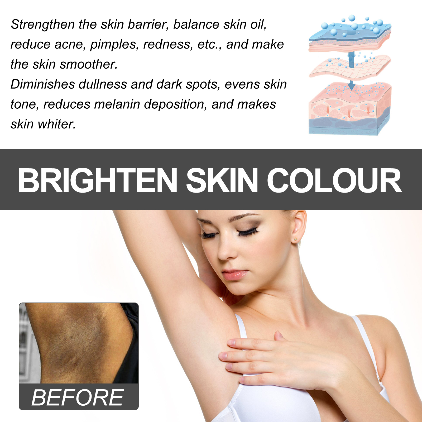 Body Snow Bleach Cream - 50g skin whitening lotion for brightening ...
