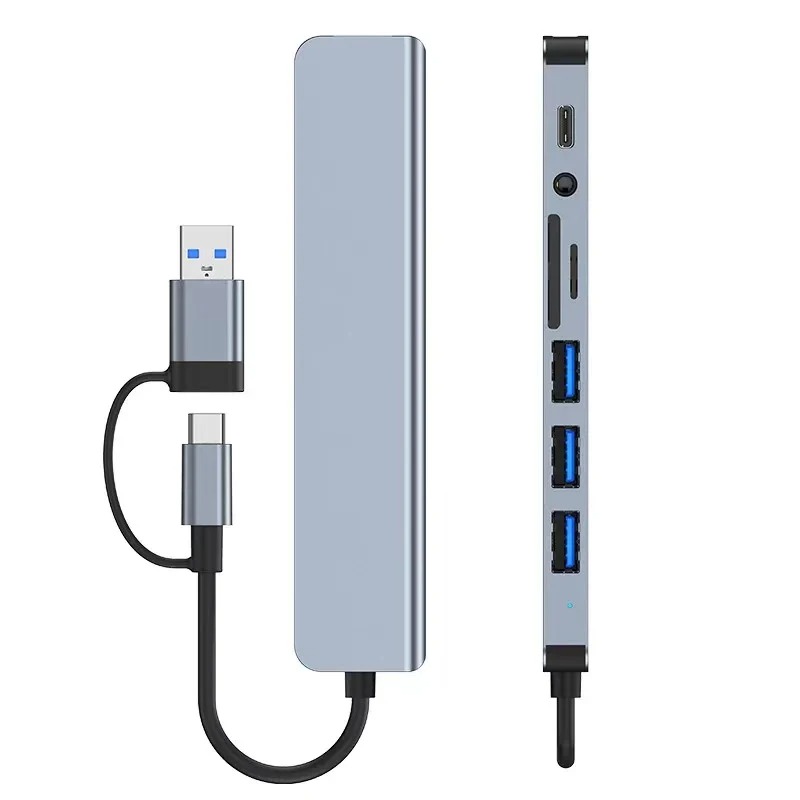 8 in 1 USB Type C Hub with Splitter Card Reader USB 3.0 2.0 SD TF ...