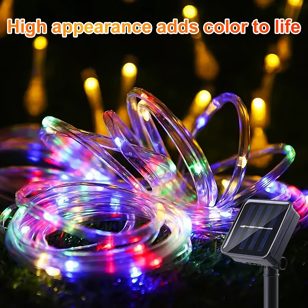 12m 100LED Outdoor LED Solar Tube Rope Fairy Light Waterproof Christmas ...