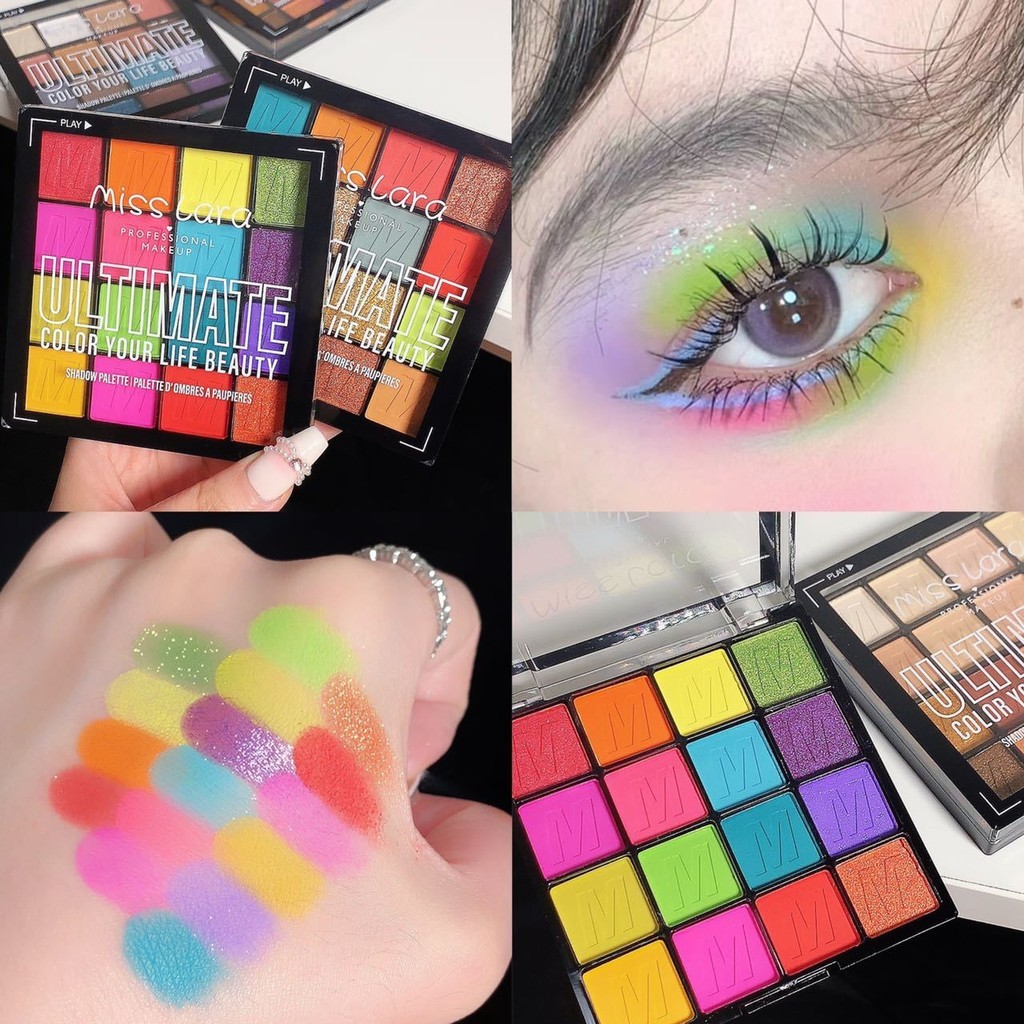 16-Color Eyeshadow, Long-Lasting, Matte & Shimmer, Colorful Palette ...