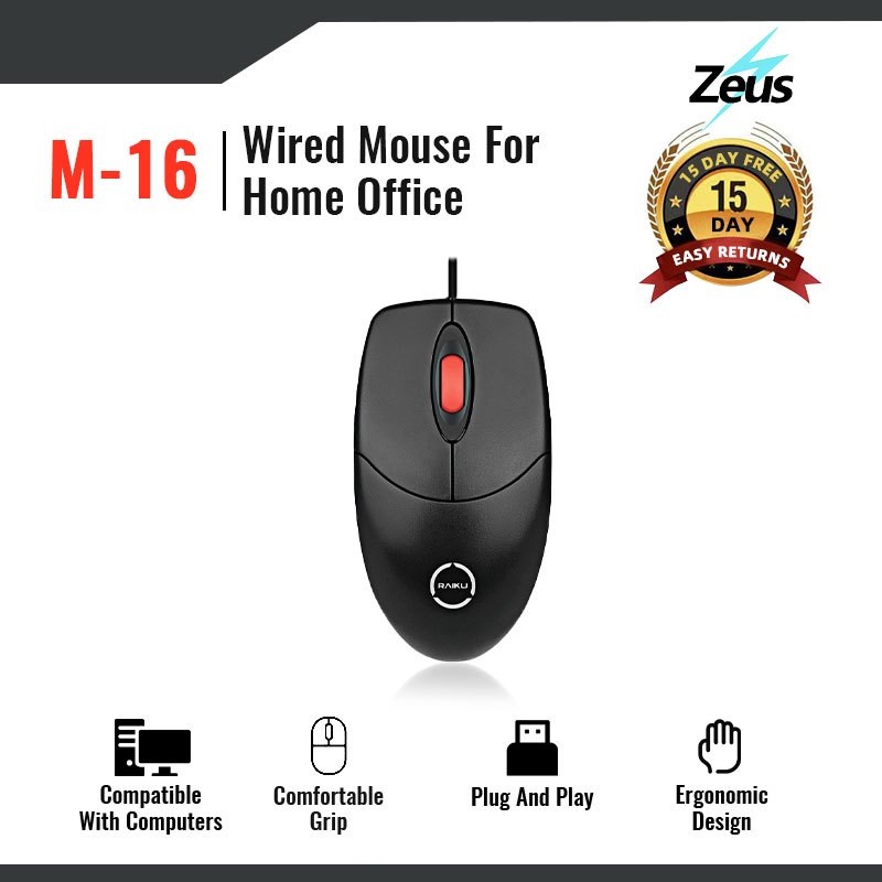 Zeus x Raiku Wired Office / Gaming Optical USB Wheel Mouse For Game ...