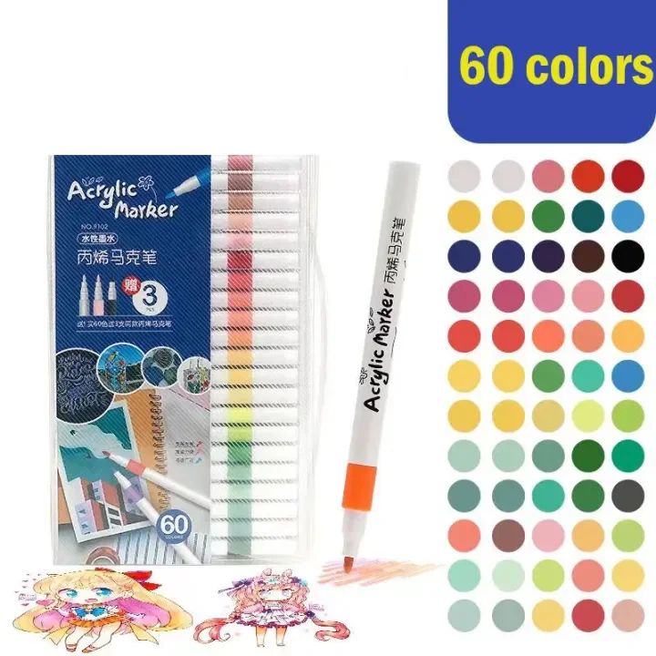 60 color acrylic marker pen, coloring pen, high gloss acrylic marker ...