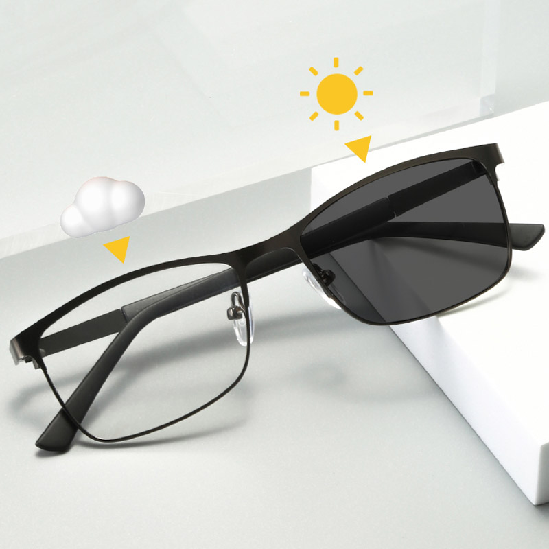 Anti Radiation Photochromic Eyeglasses For Women Men Square Metal ...