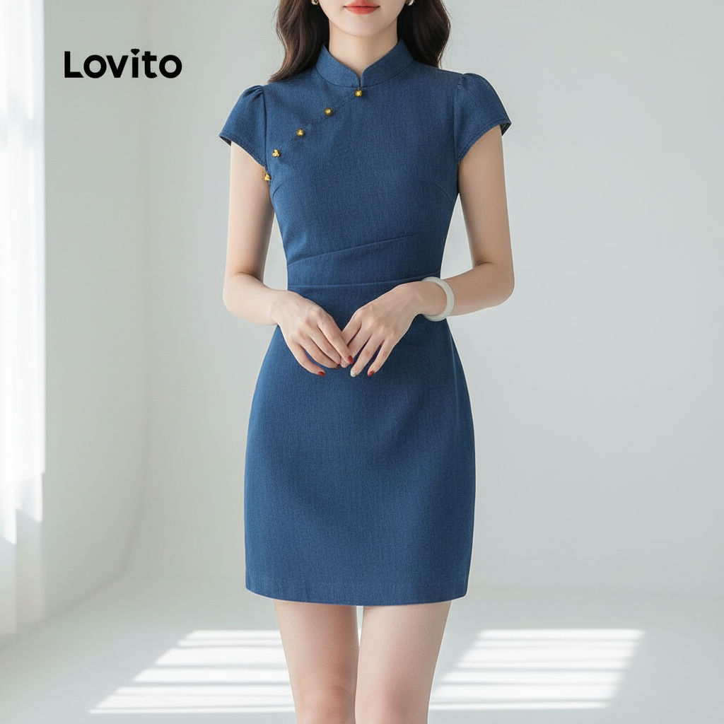 Lovito Women's Casual New Chinese Cheongsam Qipao Spring Summer Dark ...