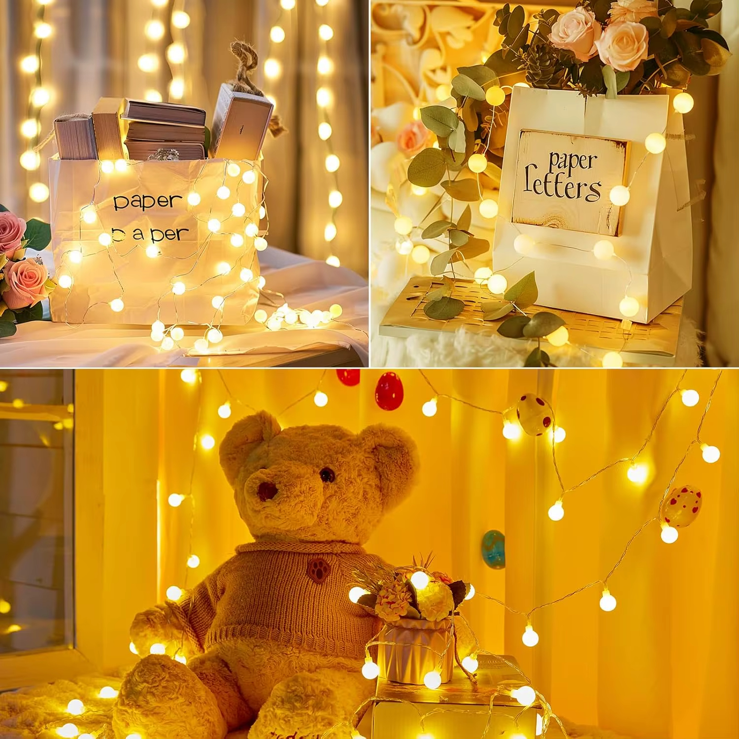 6m 50LED USB LED Crystal Ball String Lights Waterproof Globe Fairy ...