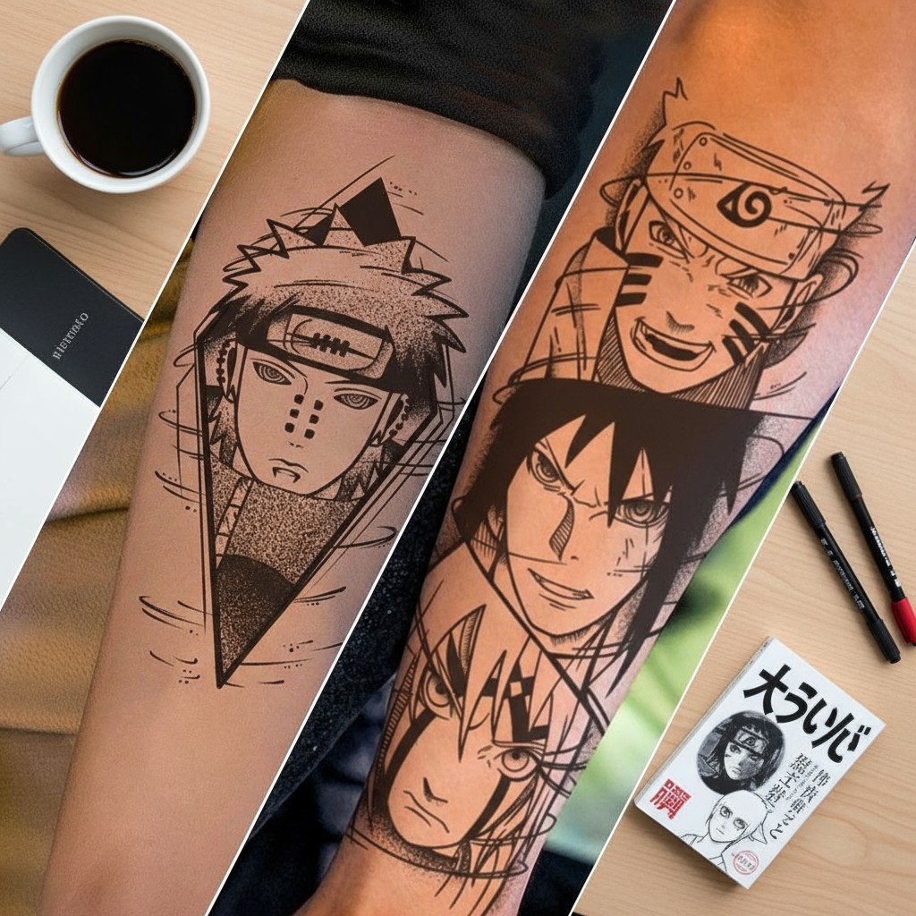 Naruto Style Anime Fake Tattoos 1 Sheet Stickers | Shopee Philippines