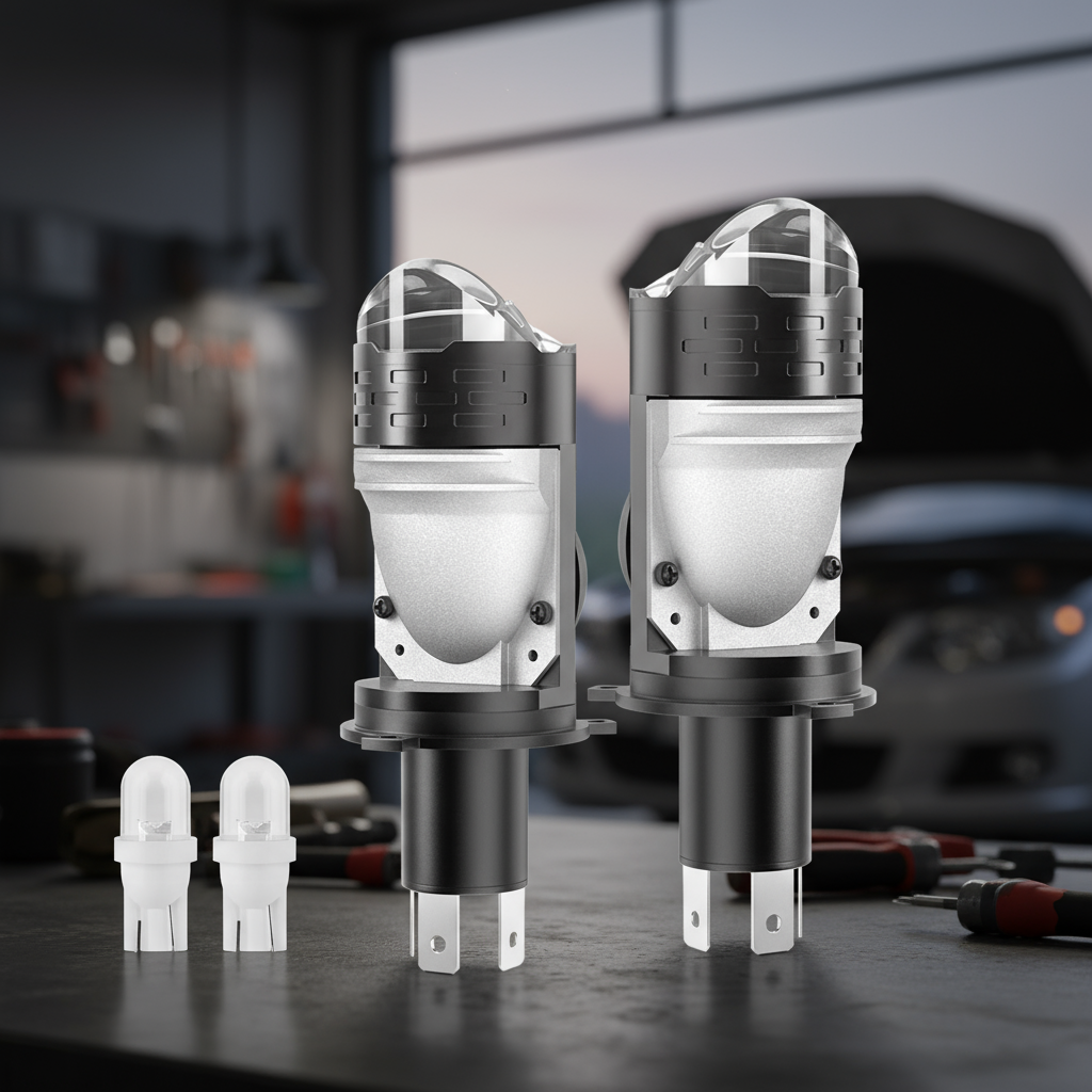 H4 Bi-Led Projector Mini Lens for Car Headlights, High Low Beam ...