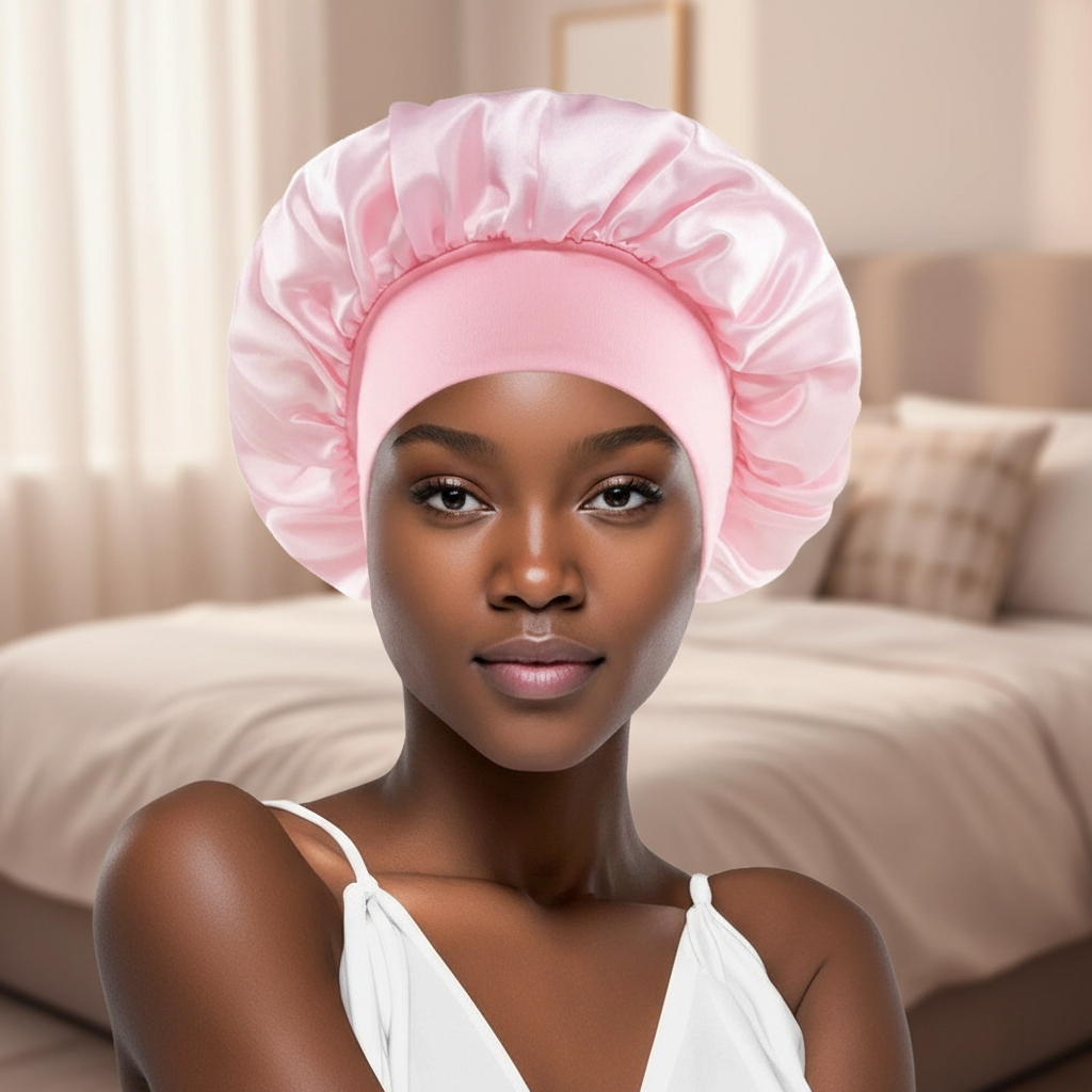Satin Wide-Brim Sleep Cap / Brimless Beanie - Oversized Hair Bonnet ...