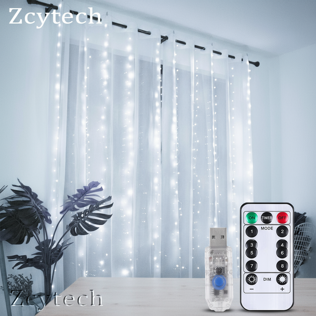 Three Meter LED Window Curtain String Lights with Eight Mode Settings ...
