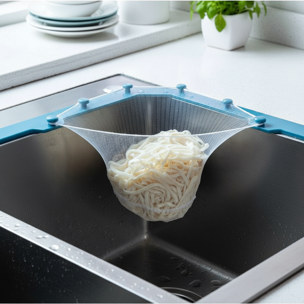Kitchen sink food waste separator with filter bag, includes hanging ...