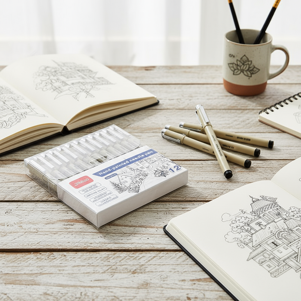 AnimeArt Pro Water-Based 12-Piece Needle & Brushing Pen Set – Drawing ...