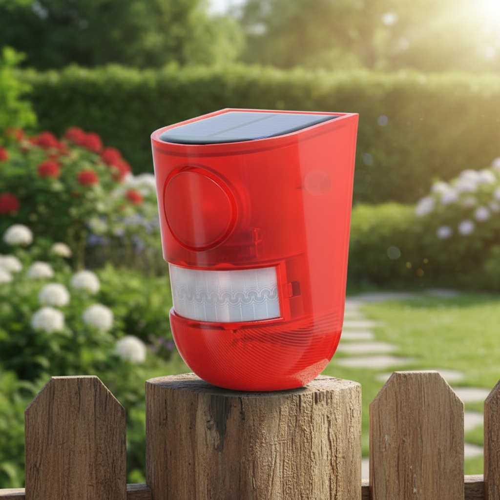 Solar Motion Detector Alarm with Sound Alert, Flashing Light Warning ...