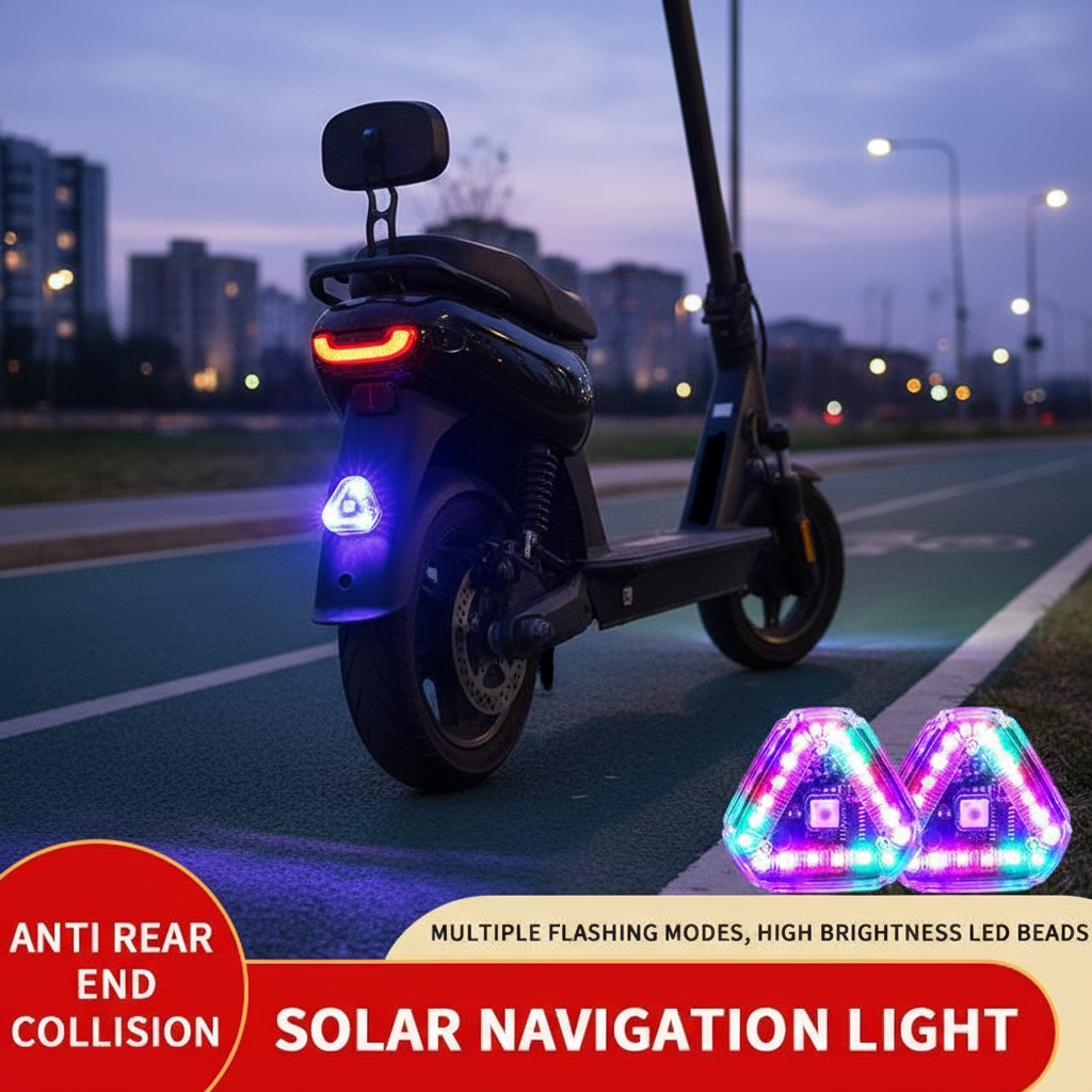 Solar Powered Triangle LED Strobe Warning Light for Motorcycle Car ...