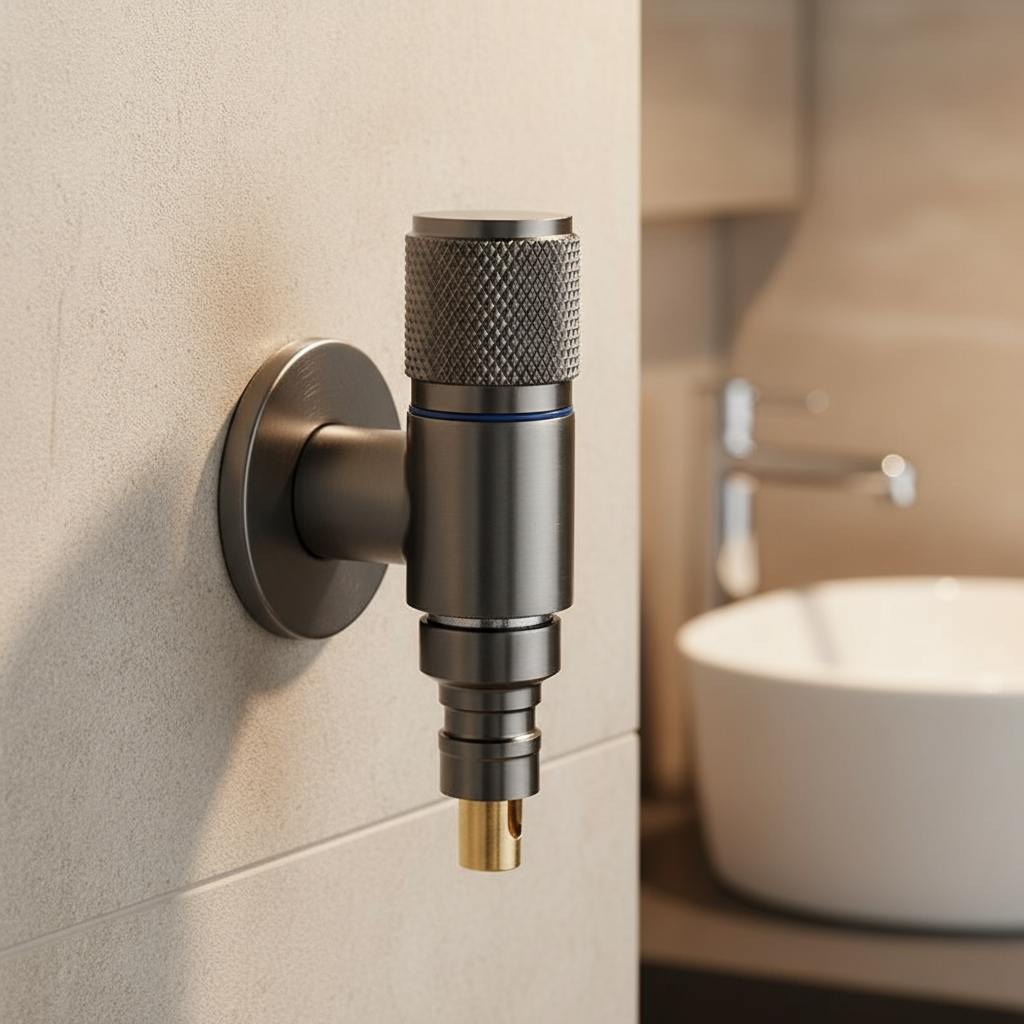 Gray brass washing machine tap automatic water stop valve mini Angle ...