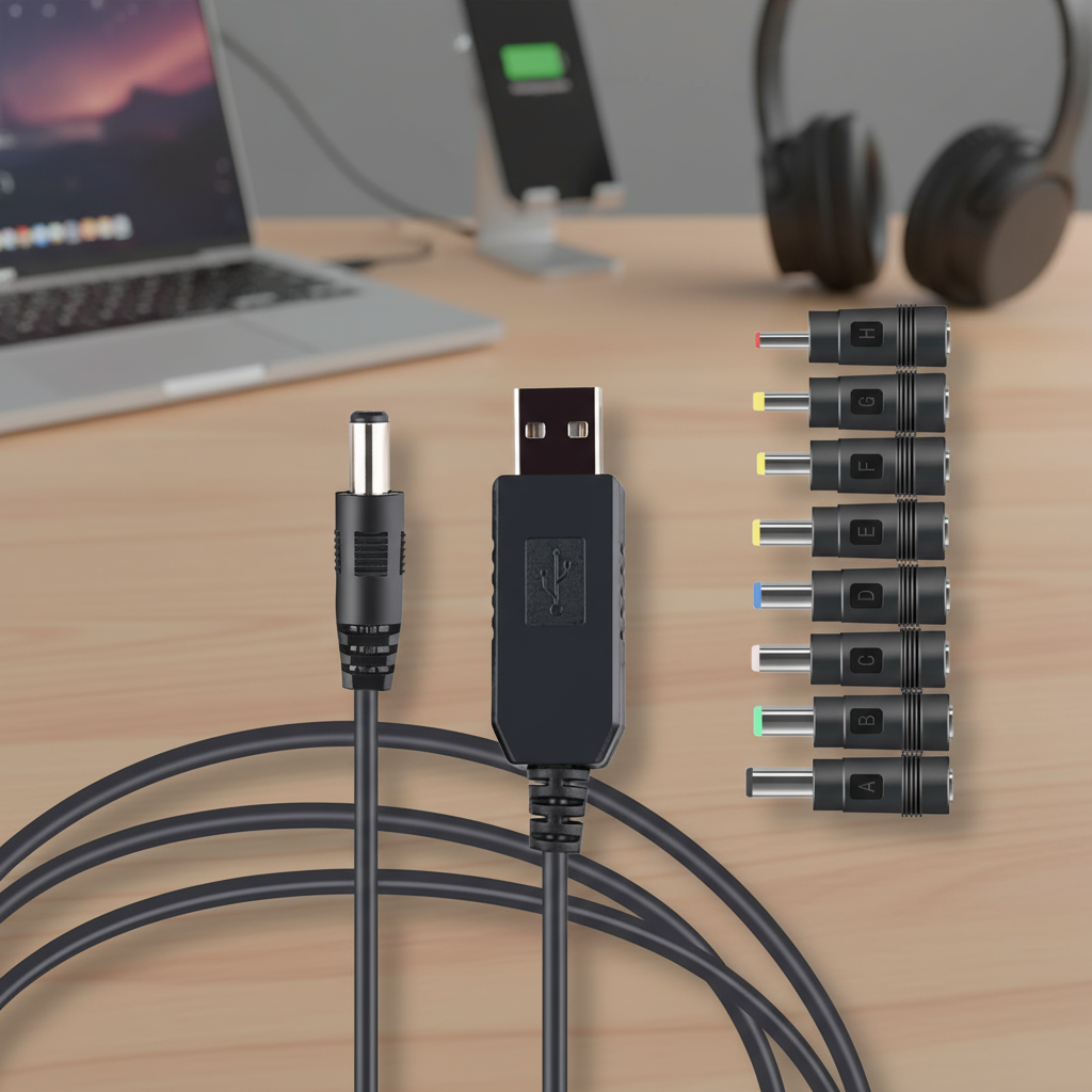 USB Power Step-Up Cable 5V to DC Converter with 8 Heads Multifunction ...